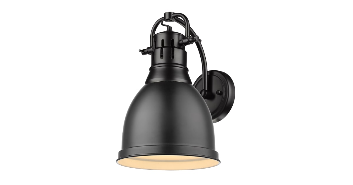 Golden Lighting 3602-1W BLK-BLK Duncan Single Light 13" Tall Bathroom ...