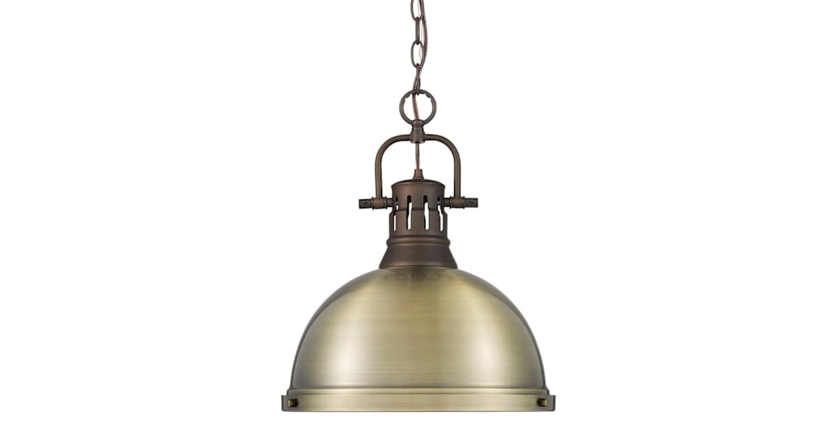 Golden Lighting 3602-L RBZ-AB Duncan 14" Wide Pendant | Ferguson Home