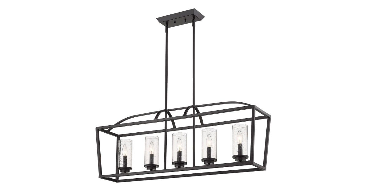 Golden Lighting 4309-LP BLK-BLK-SD Mercer 5 Light 38" Wide Taper Candle ...