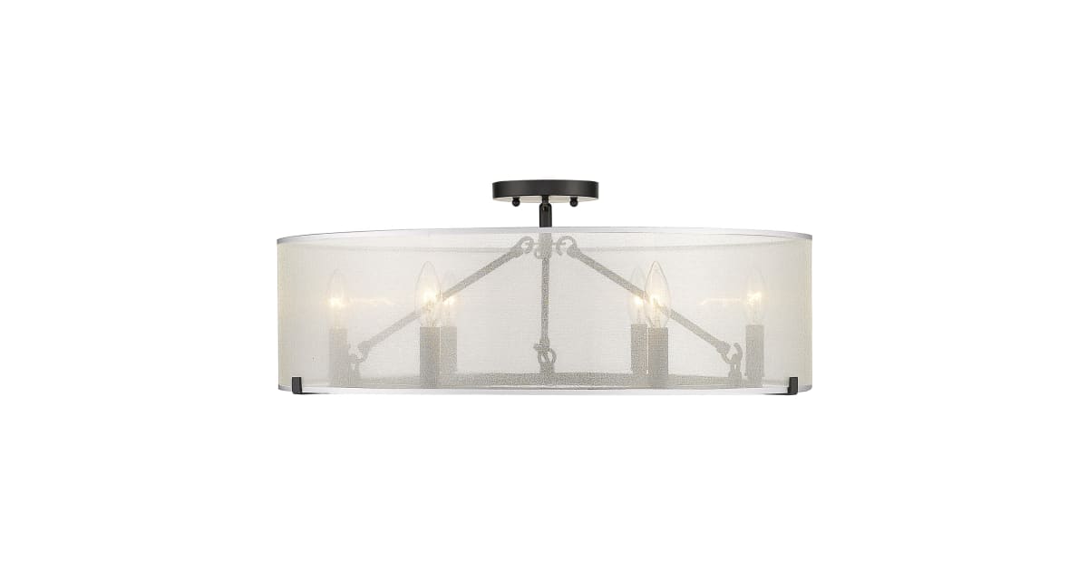 Golden Lighting 5019-6SF-S BLK Alyssa 6 Light 26" Wide Semi-Flush ...