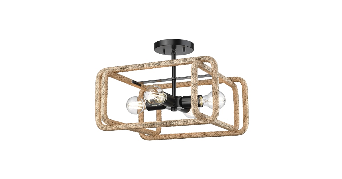 Golden Lighting 6085-SF BLK-NR Camden 4 Light 16" Wide Semi-Flush ...