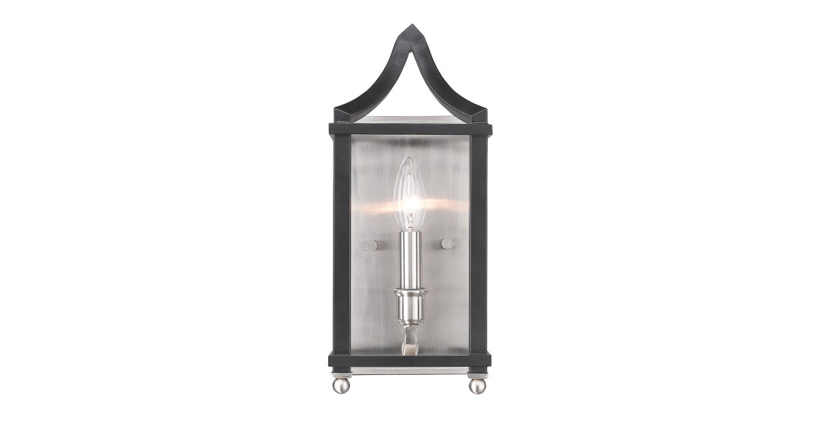 Golden Lighting 8401-WSC PW-BLK Leighton Single Light 13-3/4" High Wall ...