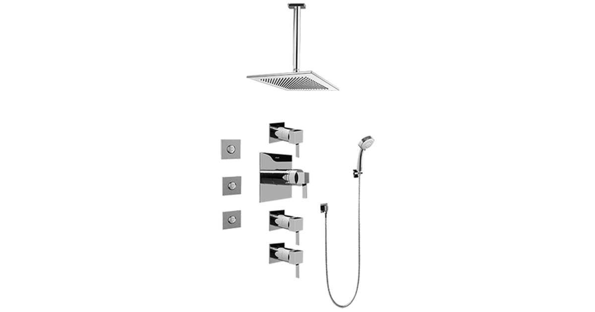 Graff GC1.131A-LM39S-PC Qubic Tre Thermostatic Shower System with ...