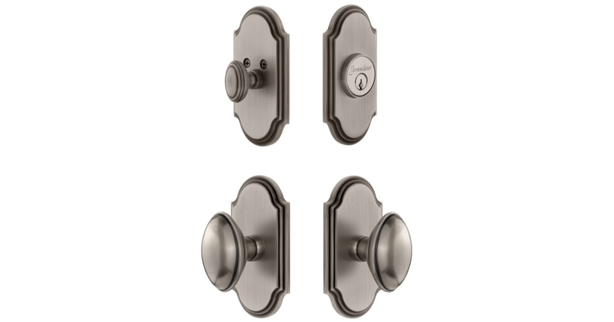 Grandeur 826465 Arc Solid Brass Single Cylinder Keyed Entry Knobset and ...