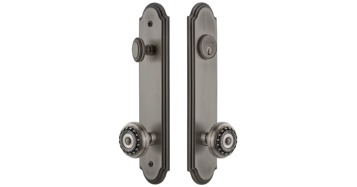Grandeur 839695 Arc Solid Brass Tall Plate Single Cylinder Keyed Entry ...
