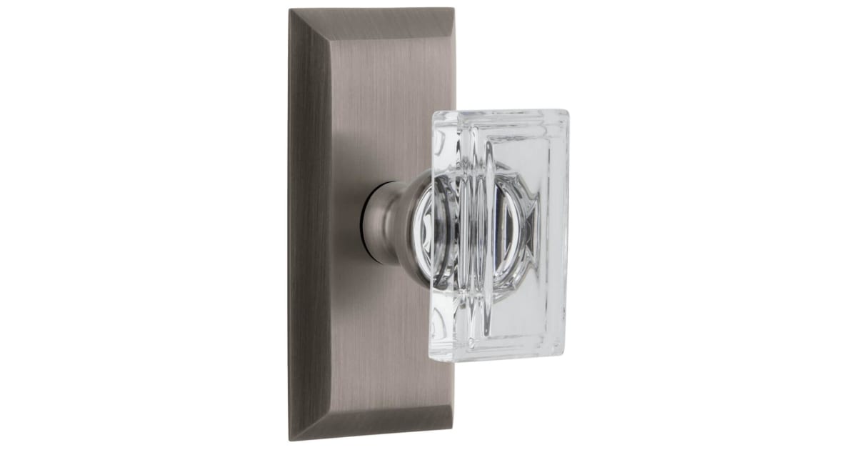 Grandeur 859326 Carre Crystal Solid Brass Privacy Door Knob Set with ...