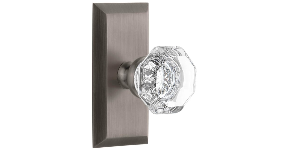 Grandeur 859350 Chambord Crystal Solid Brass Privacy Door Knob Set with ...