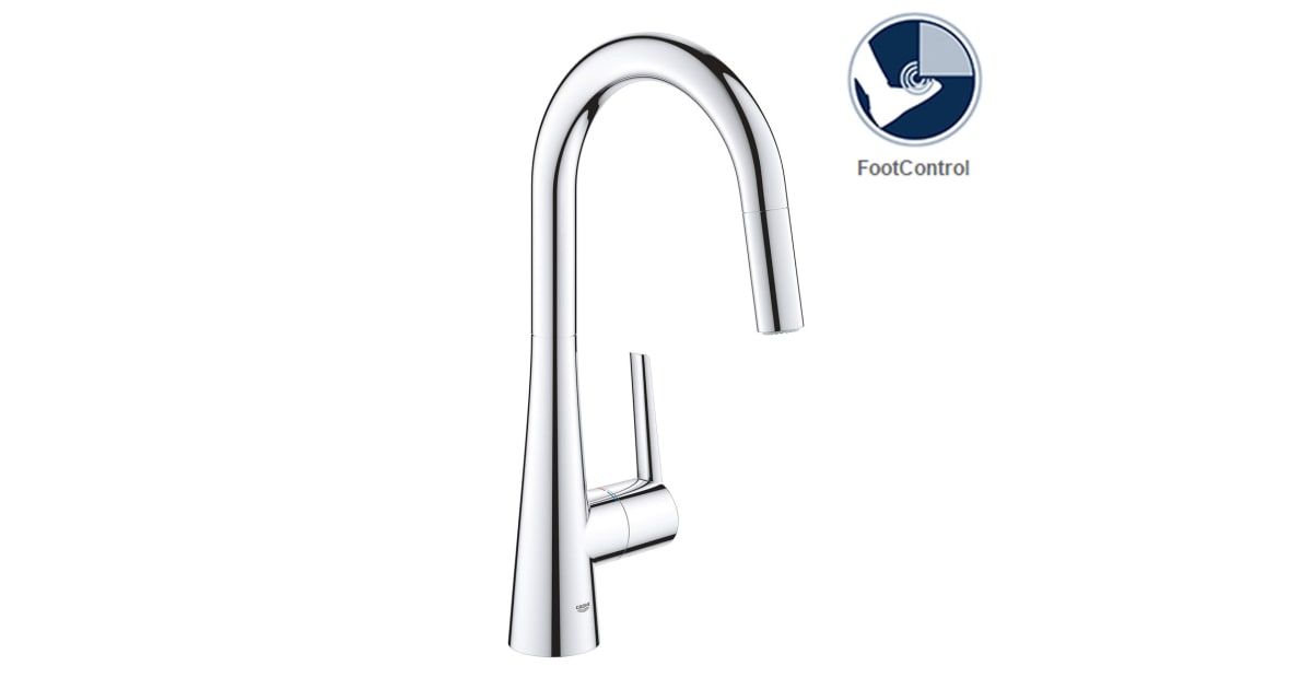 Grohe 32226003FC Zedra Pull-Down Kitchen Faucet and Foot Control ...
