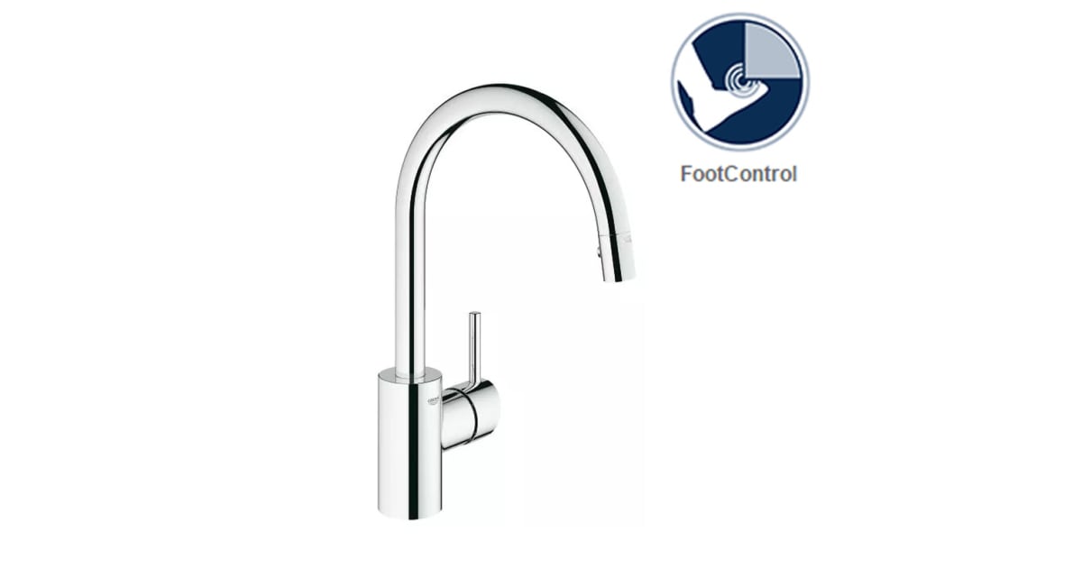 Grohe 32665001FC Concetto Pull-Down High-Arc Kitchen Faucet and Foot ...