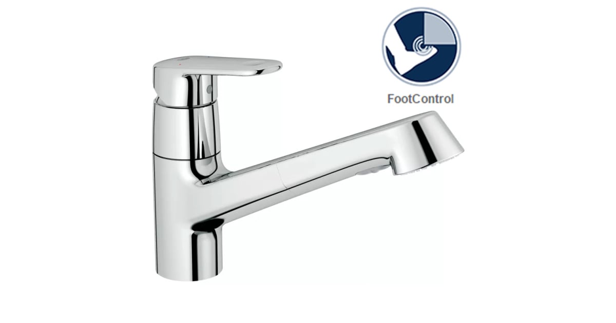 Grohe 32946002FC Europlus Pull-Out Kitchen Faucet and Foot Control ...