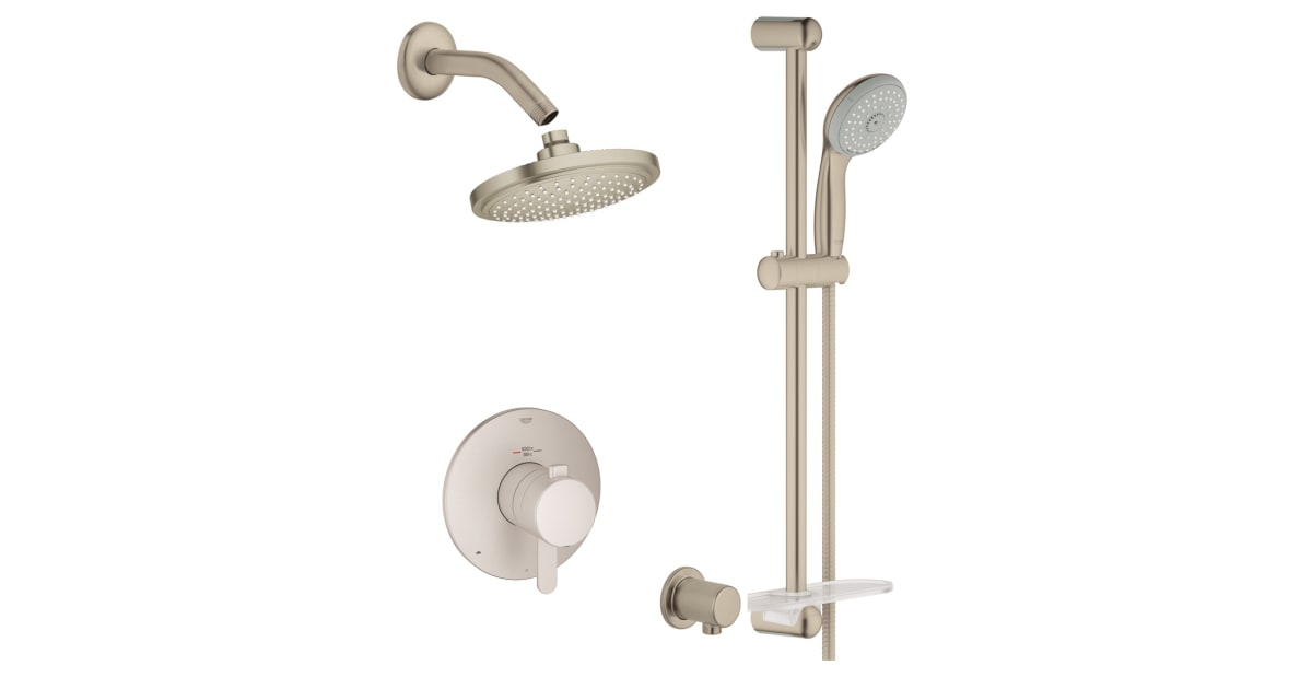 Grohe GSS-Europlus-DTH-03-EN0 Europlus Thermostatic Shower System with ...