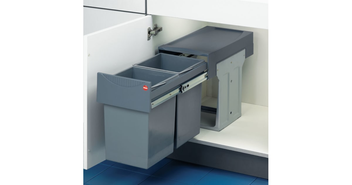 Hafele 502.70.252 16 Quart Double Pull Out Bottom Mount Waste Bins with ...