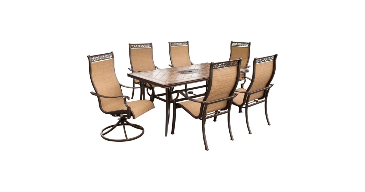 Hanover MONACO7PCSW Monaco 7-Piece Aluminum Framed Outdoor Dining Set ...