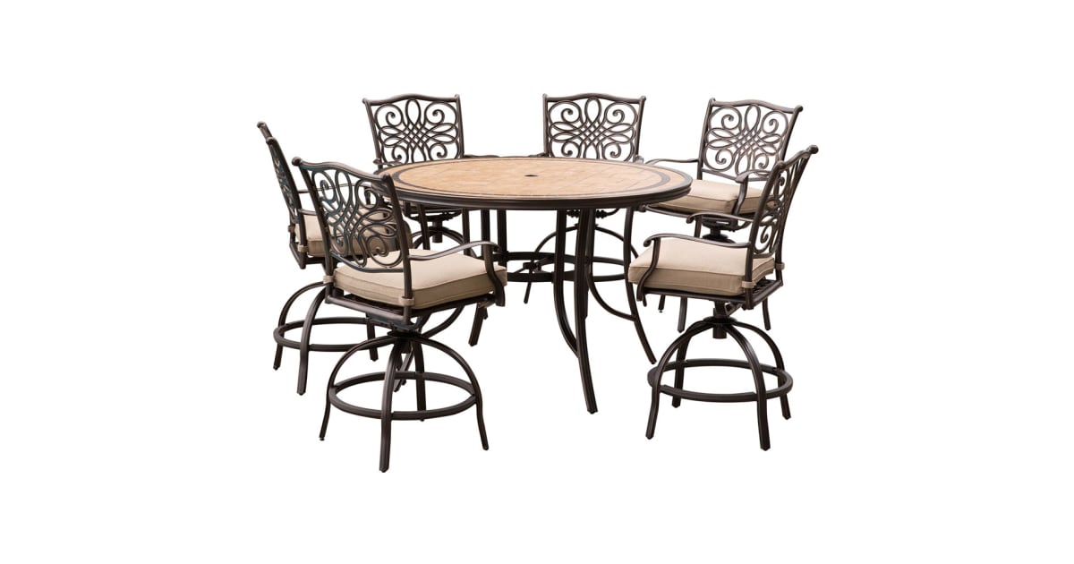 Hanover MONDN7PCBR-C Monaco Seven Piece Aluminum Framed Fabric Outdoor ...