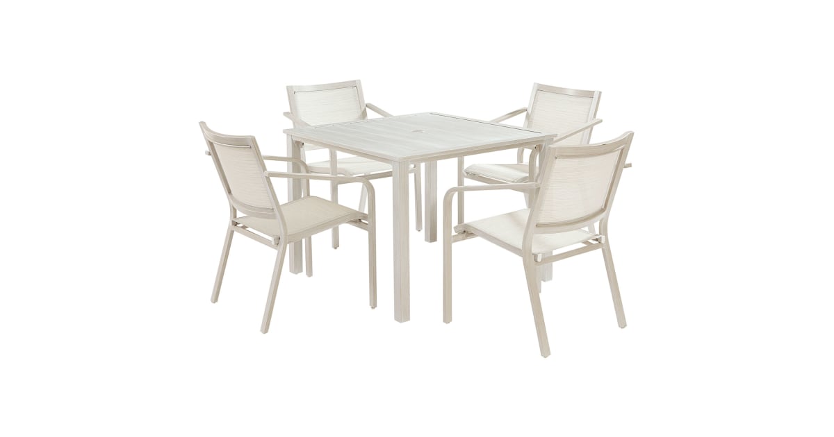 Hanover MORDN5PC-WHT Morrison (5) Piece Aluminum Framed PVC Outdoor ...
