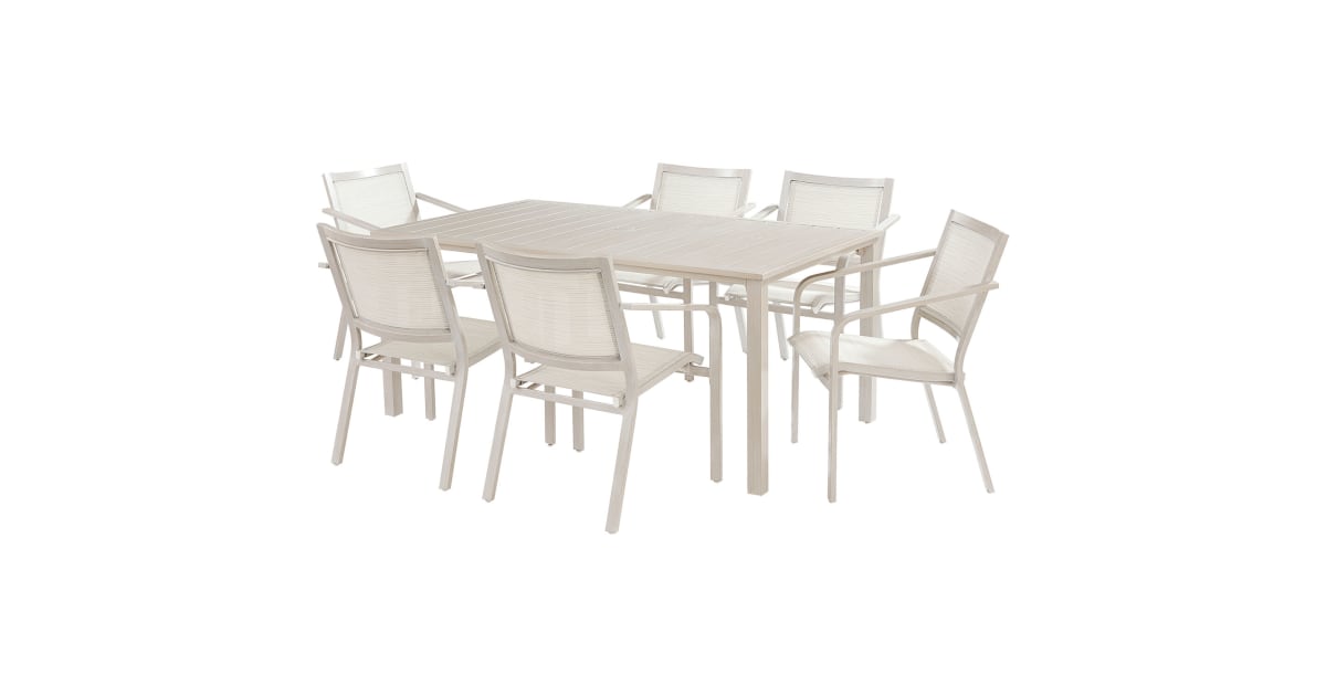 Hanover MORDN7PC-WHT Morrison (7) Piece Aluminum Framed PVC Outdoor ...