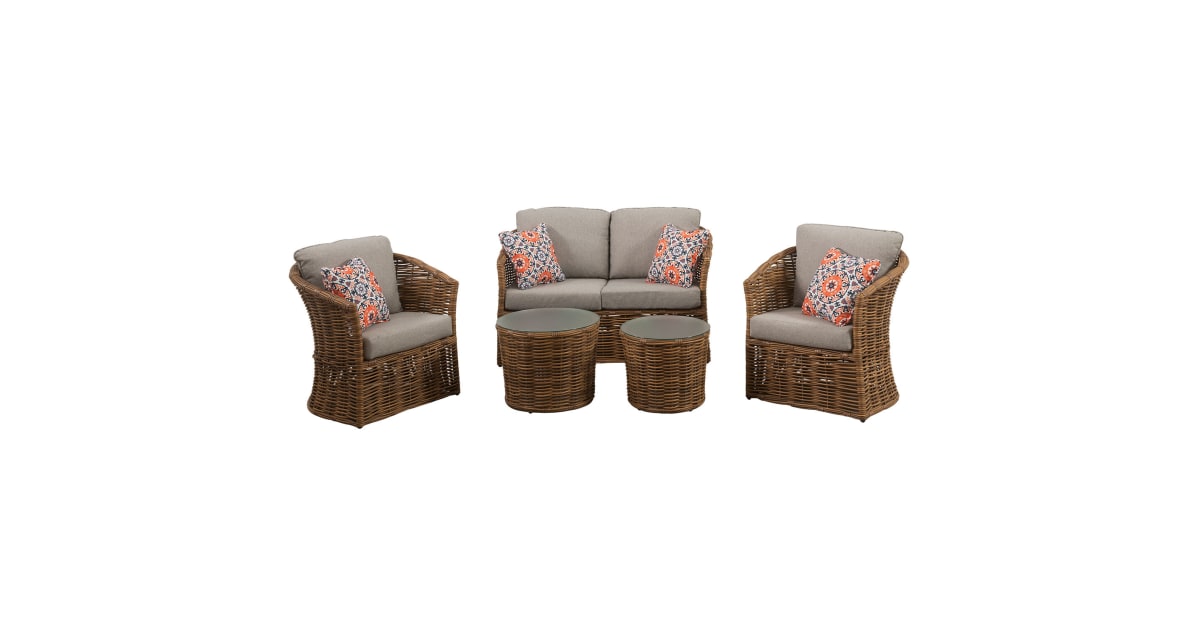 Hanover TRIND5PC-GRY Lexi (5) Piece PVC Framed Outdoor Conversation Set ...