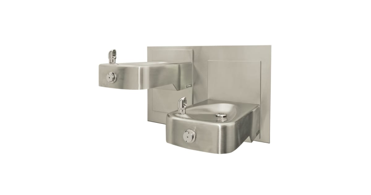 Haws 1117L Hi-Lo barrier-free, wall mounted, dual 14 gauge satin finish ...