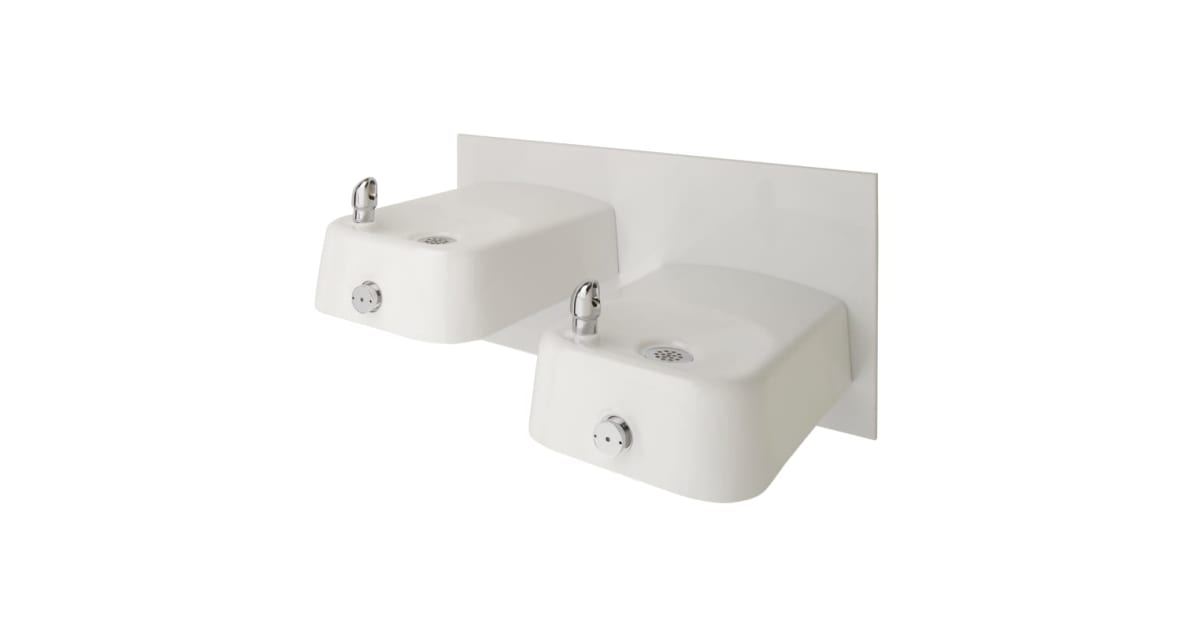 Haws 1501 Hi-Lo barrier-free, wall mounted, dual white enameled iron ...