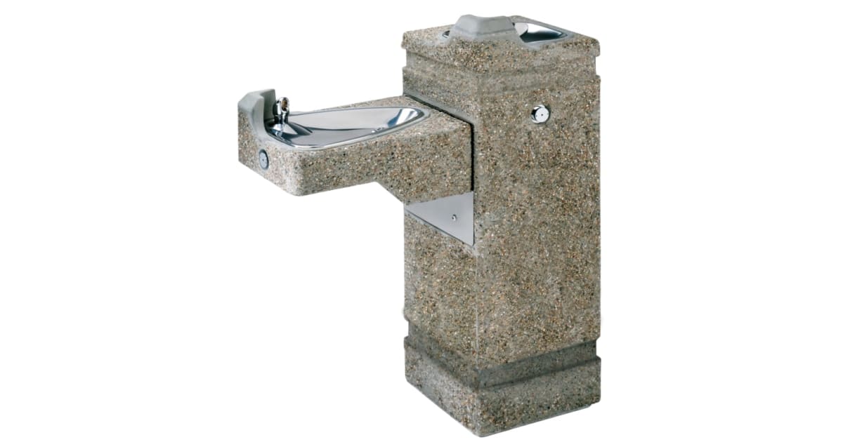 Haws 3150 Hi-Lo barrier-free, concrete pedestal drinking fountain with ...