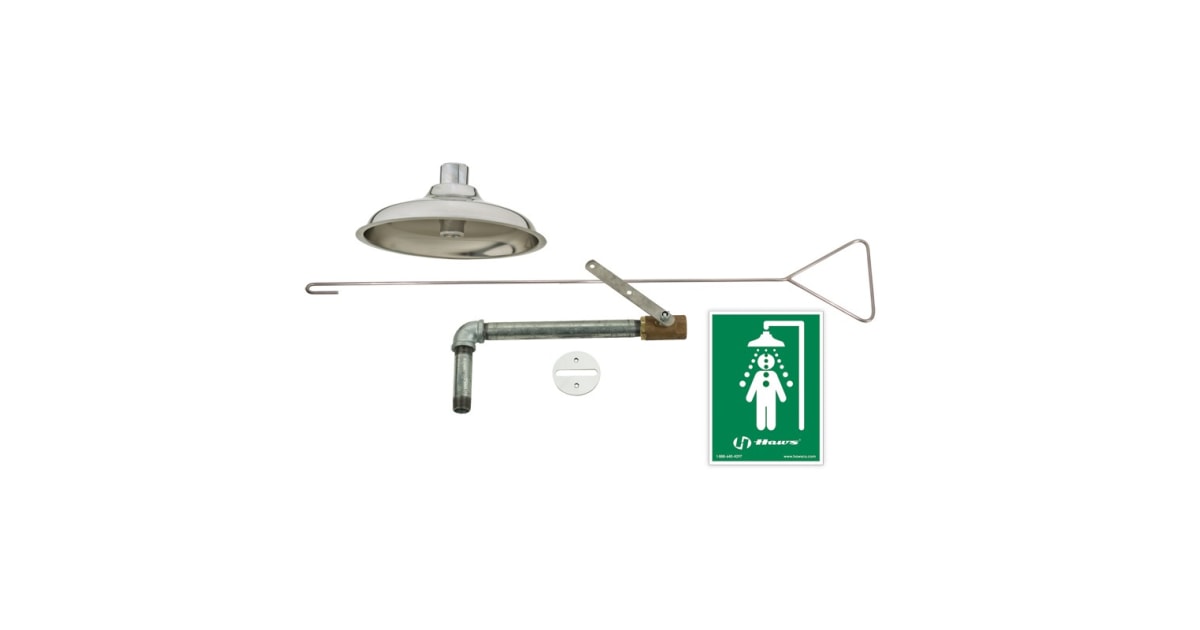 Haws 8169 Flush to ceiling drench shower with pull rod. | Ferguson Home