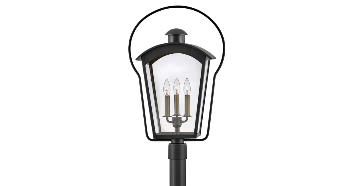 Hinkley Lighting 13301BK Yale 3 Light 27" Tall Post Light with Clear ...