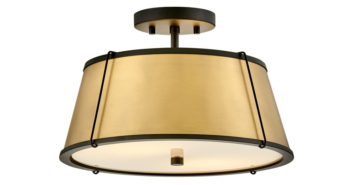 Hinkley Lighting 4893BK-LDB Clarke 2 Light 15" Wide Semi-Flush Ceiling ...