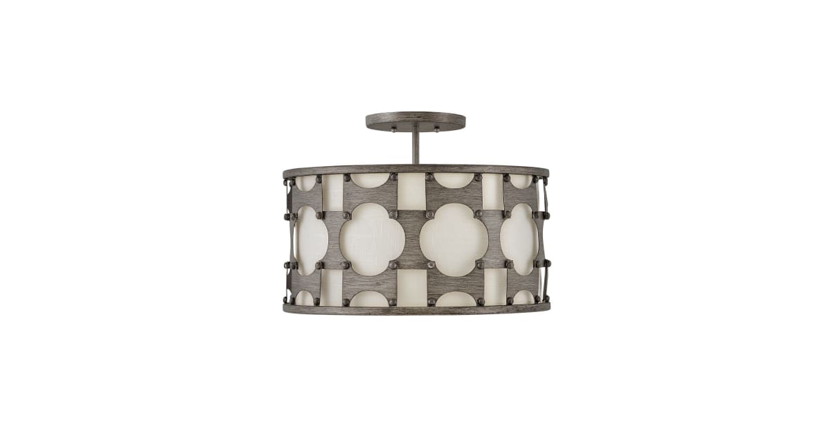 Hinkley Lighting 4733WBZ Carter 3 Light 17" Wide Semi-Flush Drum ...