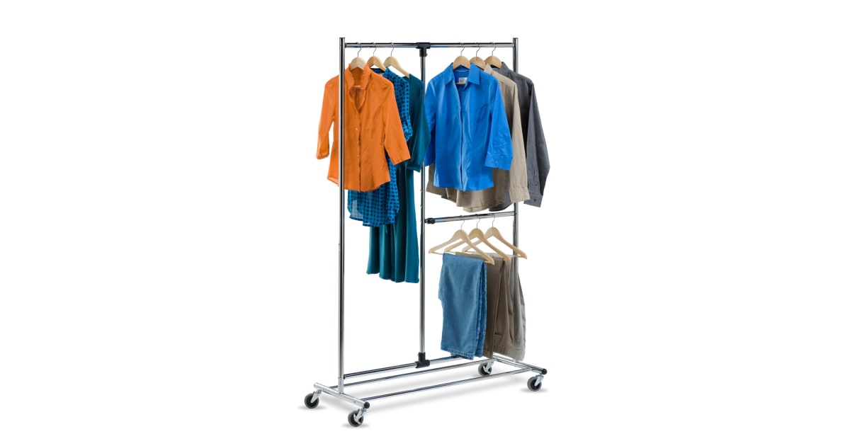 Honey-Can-Do GAR-01702 80 Inch Dual Bar Chrome Adjustable Garment Rack ...