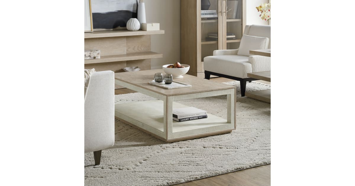 Hooker Furniture 6120-80110-80 Cascade 52" Wide Casual Luxury Cocktail Coffee Table with Burlap ...