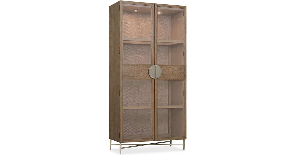 Hooker Furniture 6072-75906-85 Sonnet 40" 2 Door White Oak, Cane, and Metal Display Cabinet with ...