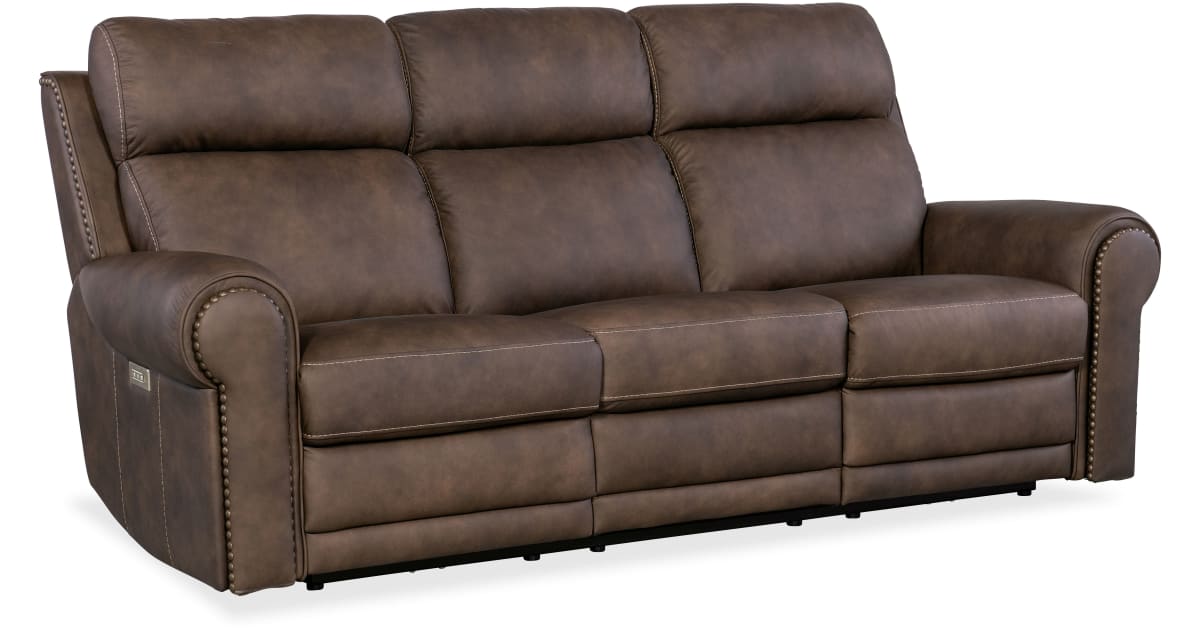 Hooker Furniture SS635-PHZL3-088 Duncan 91" Wide Leather Standard with ...