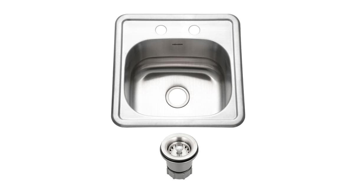 Houzer 1515-6BS-C Hospitality 15" Drop In Single Basin Stainless Steel ...