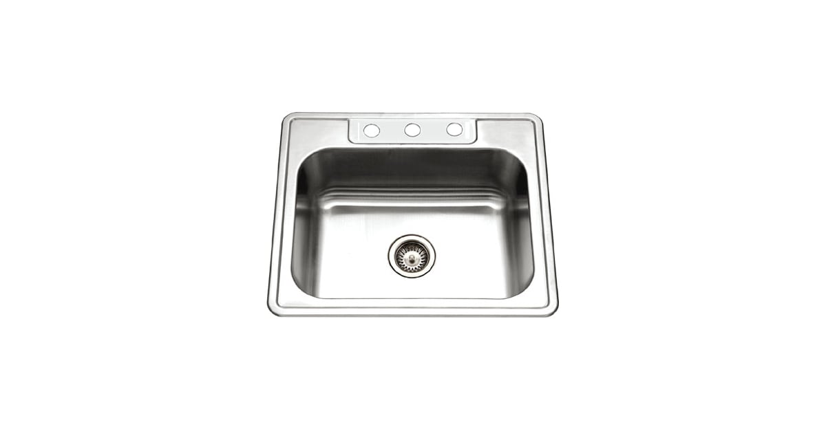 Houzer 2522-8BS3-C Glowtone 25" Drop In Single Basin Stainless Steel ...