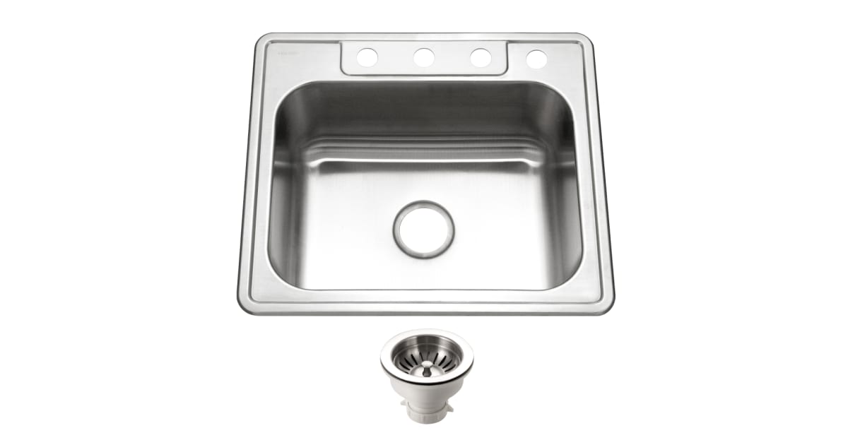 Houzer 2522-9BS4-C Glowtone 25" Drop In Single Basin Stainless Steel ...