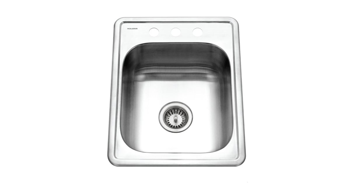 Houzer A1722-7BS-1 Glowtone 17" Drop In Single Basin Stainless Steel ...
