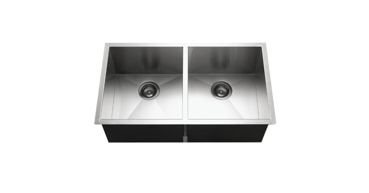 Houzer CTD-3350 Contempo 33" Undermount Double Basin Stainless Steel ...