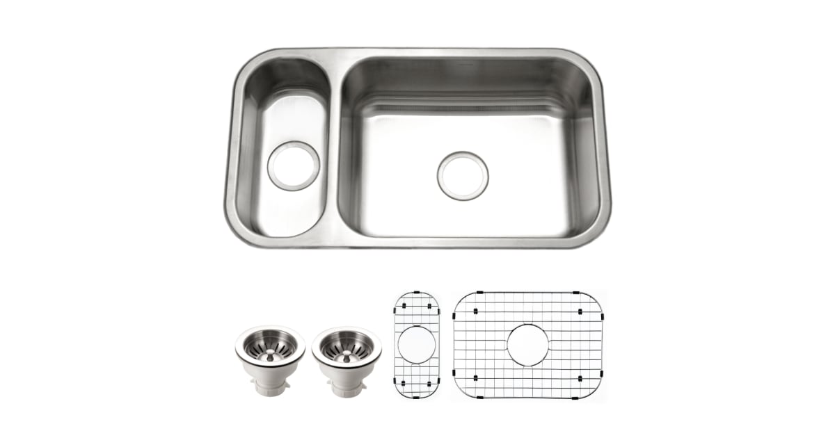 Houzer EHD-3118-C Elite 31-1/2" Undermount Double Basin Stainless Steel ...