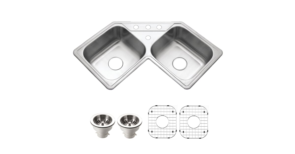 Houzer LCR-3221-C Legend 31-7/8" Drop In Double Basin Stainless Steel ...