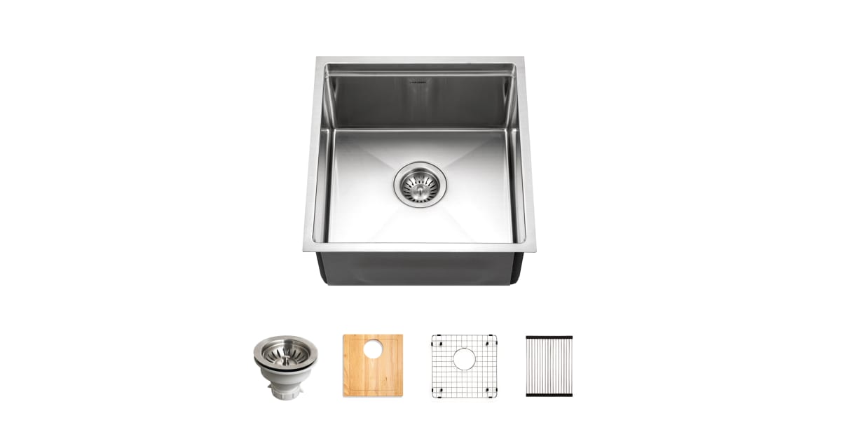 Houzer NVS-16-1717 Novus 17" Undermount Single Basin Stainless Steel ...