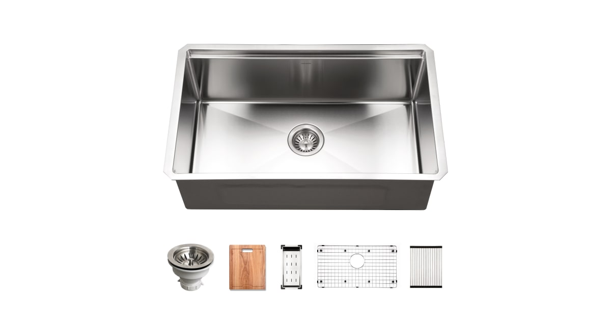 Houzer NVS-16-3000 Novus 30" Undermount Single Basin Stainless Steel ...