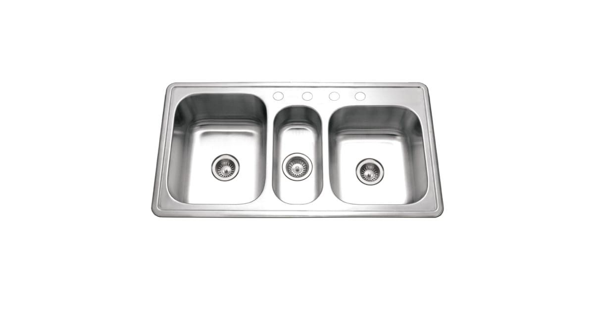Houzer PGT-4322-1 Premier 41-5/16" Drop In Triple Basin Stainless Steel ...