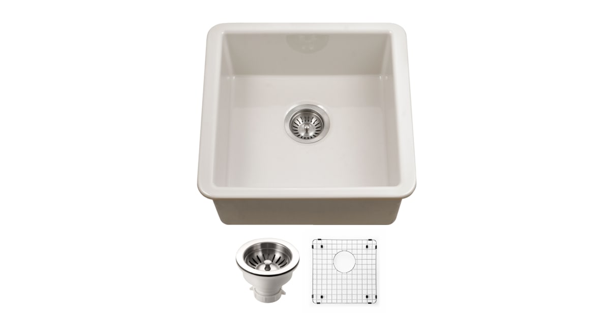 Houzer PTB-2020 BQ-C Platus 19-1/8" Undermount Single Basin Fireclay ...