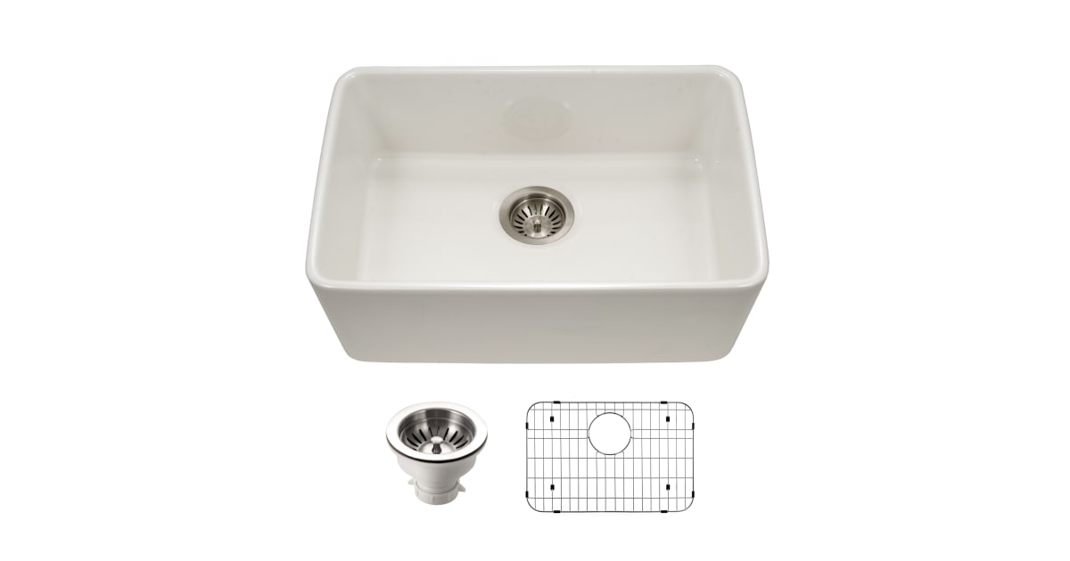 Houzer PTU-2400 BQ-C Platus 23-7/16" Undermount Single Basin Fireclay ...