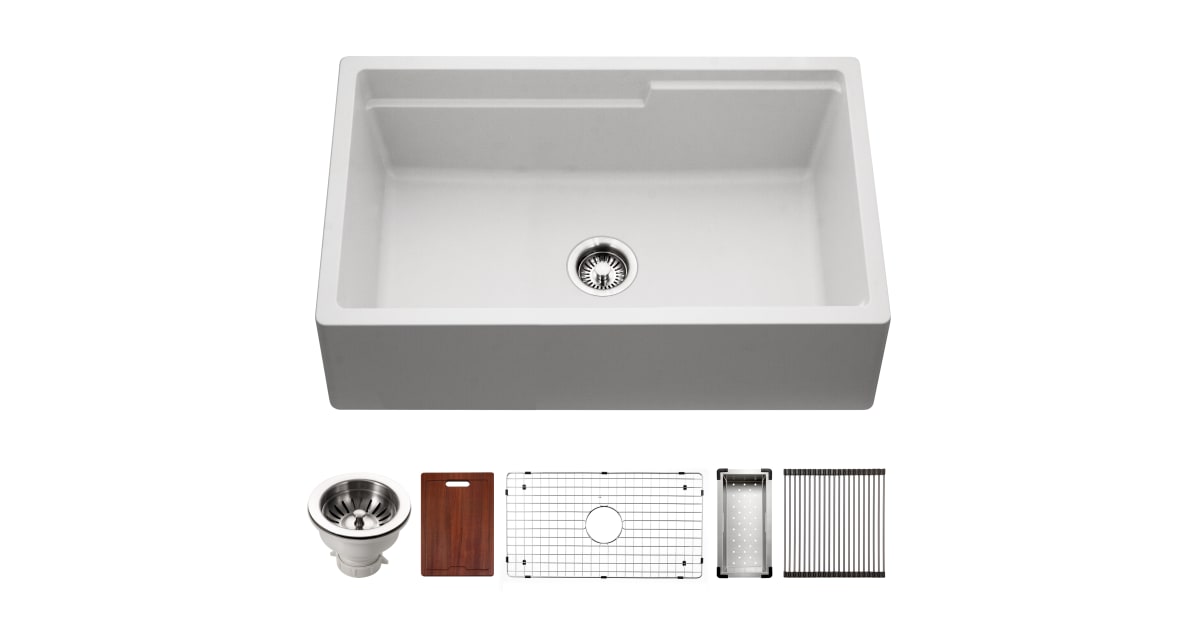 Houzer W-133 CLOUD-C Quartztone 33" Farmhouse Single Basin Granite ...