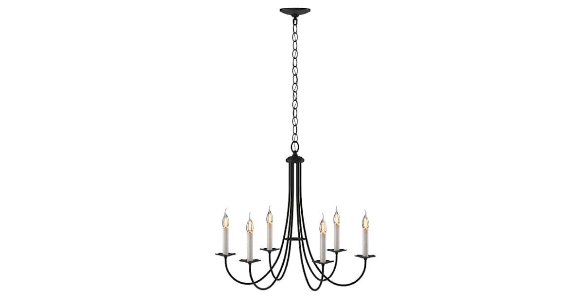 Hubbardton Forge 101160-1004 Simple Lines 6 Light 26" Wide Taper Candle ...