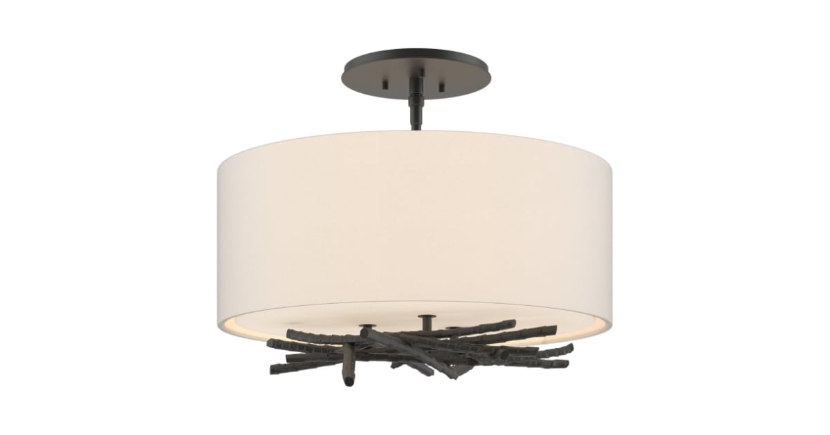 Hubbardton Forge 127660-1023 Brindille 3 Light 15" Wide Semi-Flush Drum ...