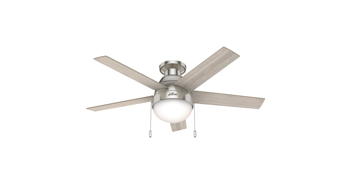 Hunter 50278 Anslee 46" 5 Blade Hugger Indoor Ceiling Fan with ...