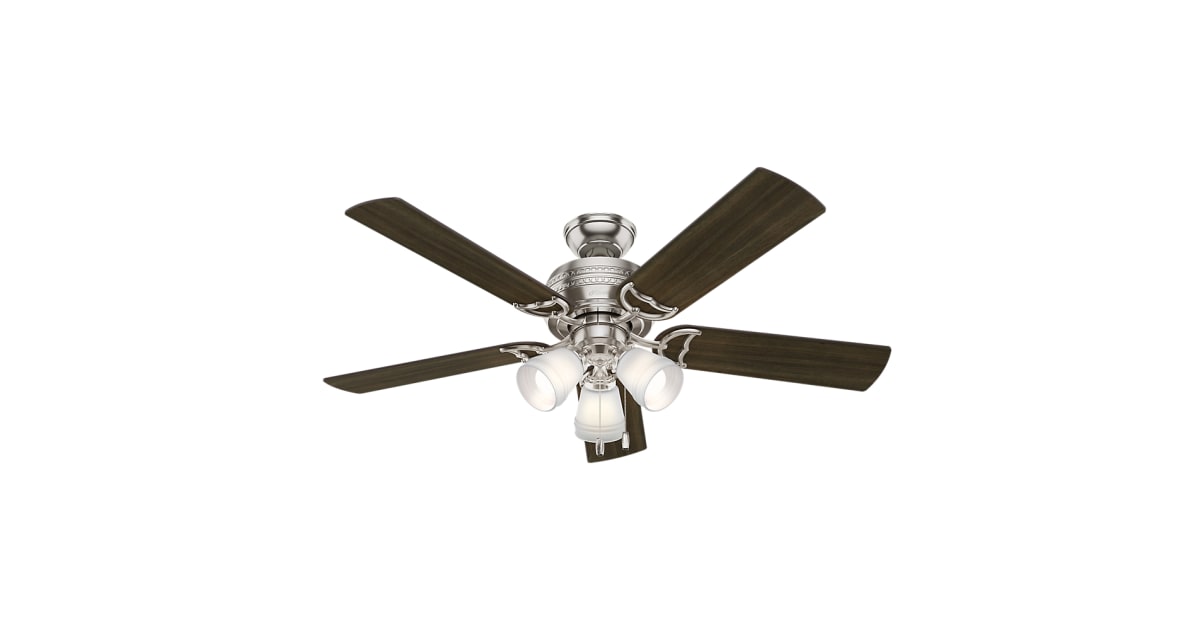 Hunter 53384 Prim 52" 5 Blade LED Ceiling Fan with LED Light Kit ...