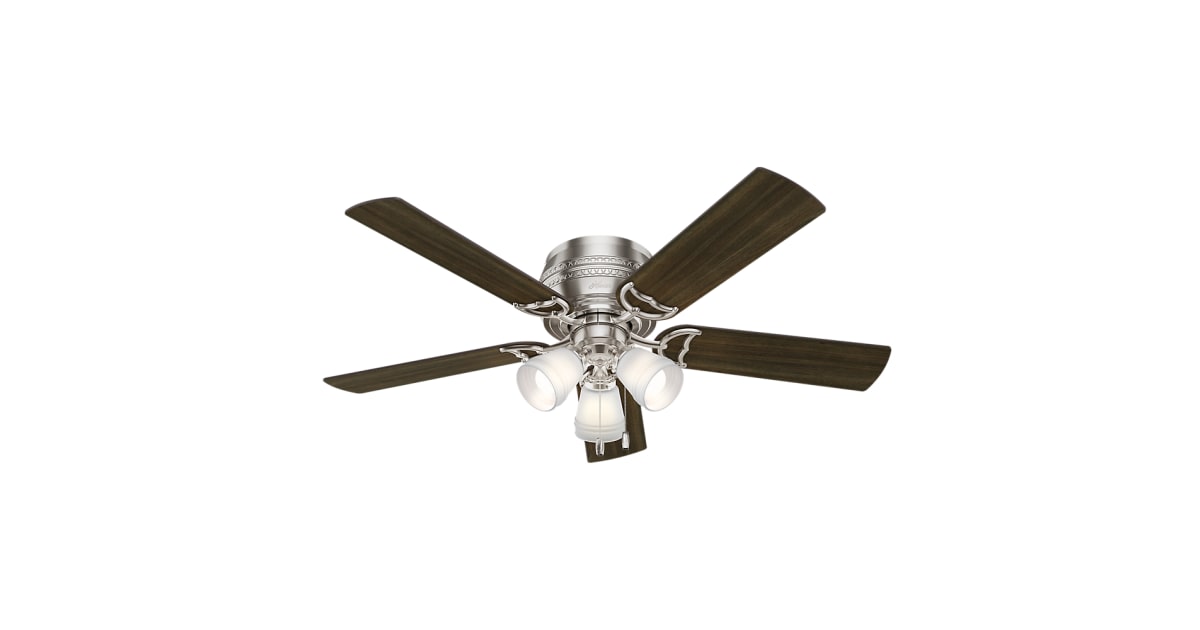 Hunter 53387 Prim 52" 5 Blade LED Hugger Ceiling Fan with LED Light Kit ...